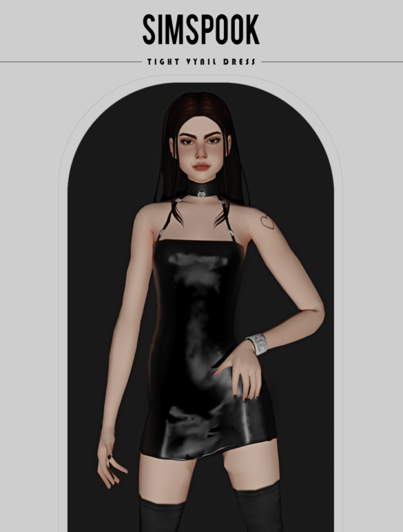 The Sims 4 tight vynil dress new mesh 9 swatches - CC The Sims