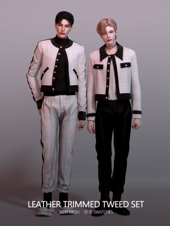 Leather Trimmed Tweed Set﻿ - CC The Sims