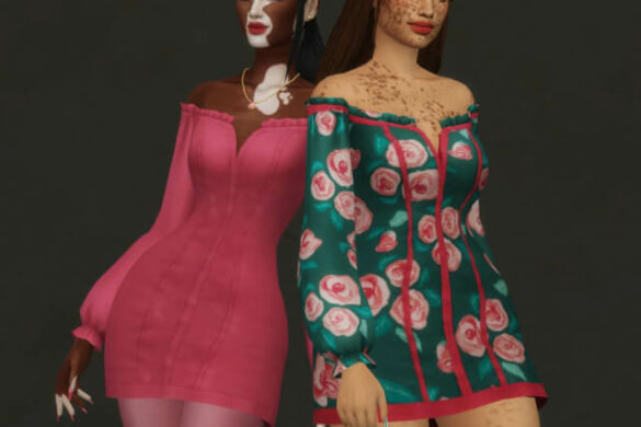 Velvet ribbon dress SET - CC The Sims