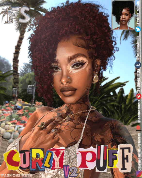 Curly Puff V.2 - CC The Sims