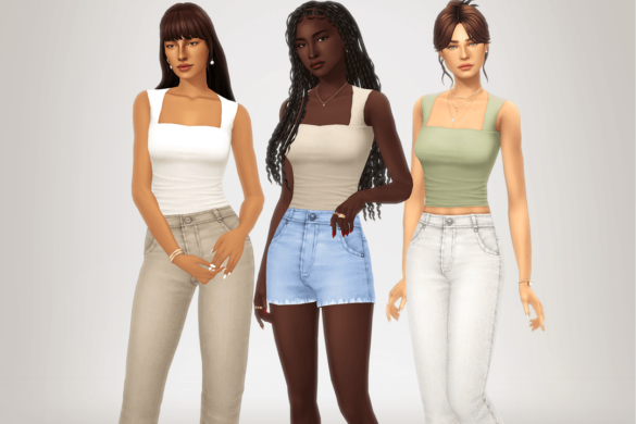 Basic Jersey Ruched Front Crop Top by Bill Sims at TSR - CC The Sims